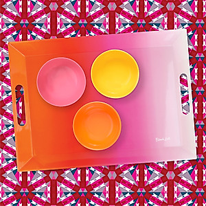 French Bull Large Melamine Tray, 19” -Designer Fun Vibrant Colorful Rectangular Dinnerware, Food Serving Platter- Indoor and Outdoor Entertaining, Shatterproof, BPA Free, Dishwasher Safe, Pink Ombre