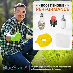 BlueStars 530057869 Air Filter - For Poulan P3818AV P4018AV 4218A 4218AVX PP3516AVX PP4218AV PP4218AVHD PP4218AVL Poulan Pro 42cc Chainsaw Parts with Fuel Filter, Fuel Line, Spark Plug & Primer Bulb