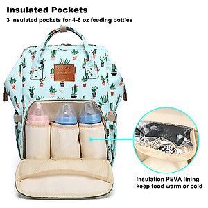FEWOFJ Cactus Diaper Bag Backpack, Women Waterproof Travel Nappy Bag for Baby Care