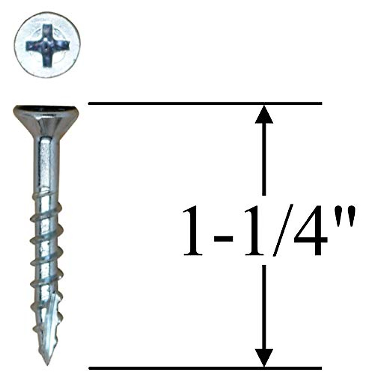 #8 x 1-1/4" Flat Head Wood Screws - #2 Philips Drive - Countersinking Nibs - Auger Point - Deep Thread Design for Cabinets & All Interior Work - Zinc Plated - 1,000 Screws