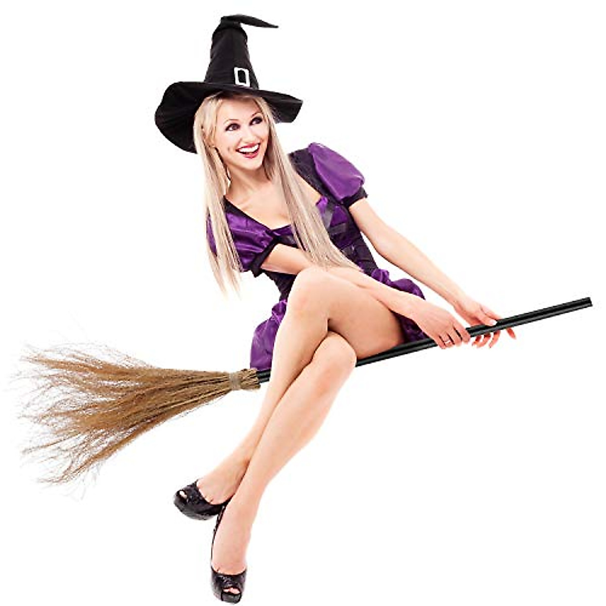 2 Pieces Halloween Witch Broom Plastic Witch Broomstick Broom Props for Halloween Costume Supplies
