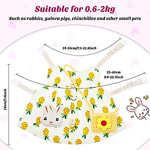 2 Sets Pet Rabbit Bunny Dress Bunny Easter Costume with Leash Hat Mini Bag Harness Leash Small Animals Accessory for Rabbit Hedgehog Ferret Guinea Pigs Piggies Squirrel (Pineapple and Cherry)