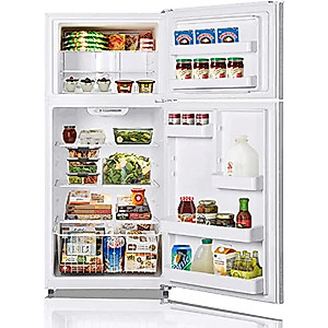 SMETA 18 Cu. Ft Refrigerator for Kitchen Full Size Top Freezer Top Mount Fridge 30" Frost Free, Apartment Garage Ready Refrigerators Double Door with LED light 66 inch tall, White