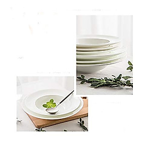 GRFIT Dishes Plates Durable White Porcelain Dinner Plates, Pasta, Salad, Soup Round Plate, Elegant Plate Suitable for Restaurant, Family, Party Use Home dining plate