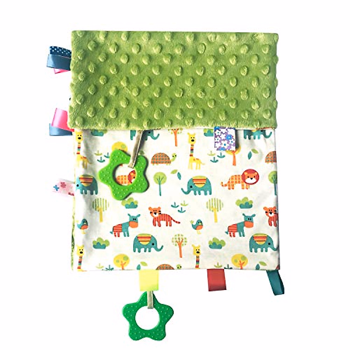 G-Tree Large Blanket with Tag for Babies, Soft Taggy Security Blanket, Lovely Tag Blanket (Green)