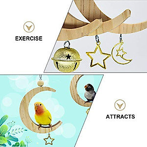 TEHAUX Bird Swings Toy, Moon Shaped Hanging Perch for Lovebird, Budgie, Parrot, Lorikeet, Finches, Conures, Pet Cage Rattles Educational Toy (Random Style)