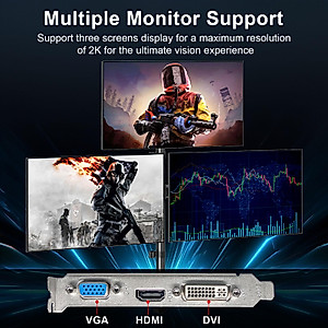 SHOWKINGS GeForce GT 730 4GB Graphics Card, 128Bit GDDR3 PCIe x16 Low Profile Computer GPU for Working, HDMI VGA DVI Output Desktop Gaming Video Card Support Win11 2K with Bracket