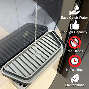 KindGa Refrigerator Drip Catcher Tray,Protector Ice and Water Dispenser Pan,Fridge Spills Water Pad Catch Basin for Drainage 2 Pack (Rectangular,Grey)