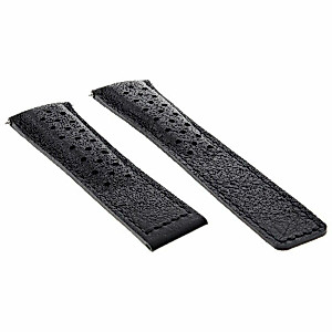 Ewatchparts Leather Watch Band Strap 22mm Compatible With Tag Heuer Carrera Monaco Cw2113-0 Deployment Black