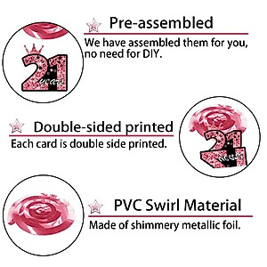 40Pcs Rose Gold 21st Birthday Decorations for Her Hanging Swirls, No-DIY 21st Birthday Decorations Ceiling Streams, Hello 21 Hanging Swirls 21st Birthday Decorations for Her cocomigo