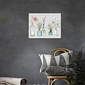 Botanical Bathroom Decor Wall Art Farmhouse Bottles And Plants Bathroom Pictures Wall Decor Rustic Floral Canvas Painting Print Artworks Home Decorations for Bedroom Dining Room Living Room 16"x12"