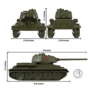 BMC CTS WW2 Soviet T-34 Tank - Olive-Green 1:40 Russian T34 Plastic Army Vehicle