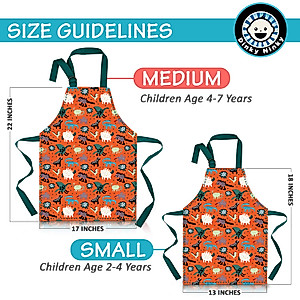 Dinky Ninky - Waterproof Toddler Apron with Dinosaur Print - Adjustable PVC Apron for Little Cooks & Artists, Ages 2-4, Easy-Clean Kitchen & Art Smock