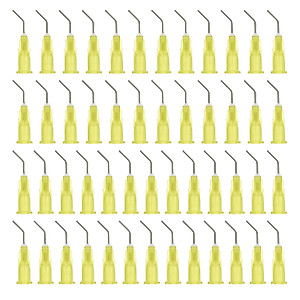 PATIKIL Blunt Tip Dispensing Needles with Bent Blunt Needle, 100 Pcs 0.4 Inch 20G Industrial Liquid Dispenser Needle for Refilling Liquid Ink Adhesive Glue, Yellow