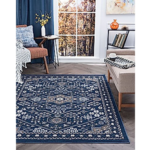 Universal Rugs Logan Area Rug 5' x 7' Navy
