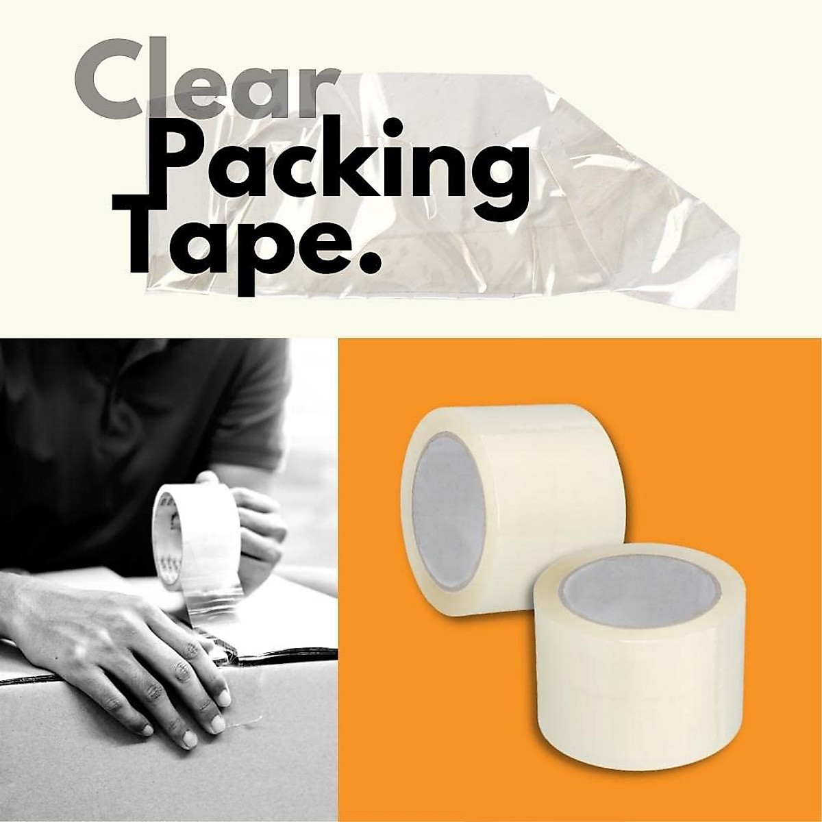 Clear Packing Tape, Packaging Shipping Tape Rolls, 3 Inch x 110 Yards, 1.9 Mil Thick, 24 Pack