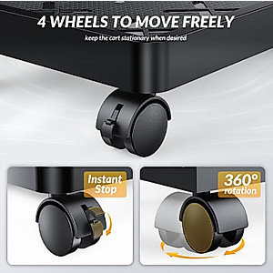 Computer Tower Stand CPU Stand - iDsonix Ventilated PC Tower Stand, Under Desk CPU Holder Mobile PC Floor Stand with 4 Caster Wheels Fits for Gaming PC