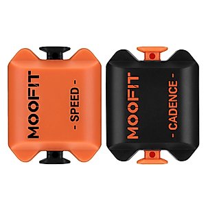 moofit Cadence Speed Sensor, Bluetooth & ANT+ Wireless RPM Cycling Spin Bike Cadence Sensor for Wahoo/Zwift/Coosporide/Rouvy/Peloton, IP67 Waterproof, Orange