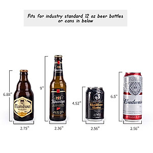 Mealivos Wooden Bottle Caddy, 6-Pack Beer Carrier with Built-In Metal Bottle Opener, Beer Buckets for 6 Beers