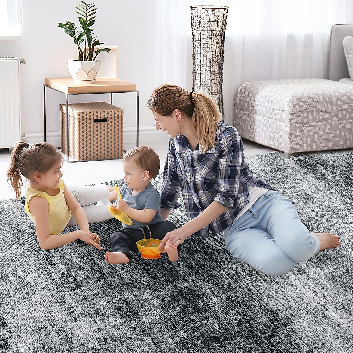 BALAPET 10x14 Modern Abstract Area Rug for Living Room Bedroom, Large Machine Washable Boho Floor Carpet with Non-Slip Backing for Indoor Office Dining Room, Home Deco Non-Shedding