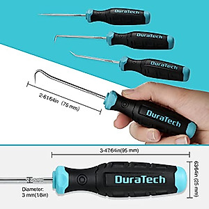 DURATECH 4 Piece Hook and Pick Set, Offset, Straight, 90°Pick and Hook, Used for Auto and Electronics Maintenance Tools, with Storage Tray