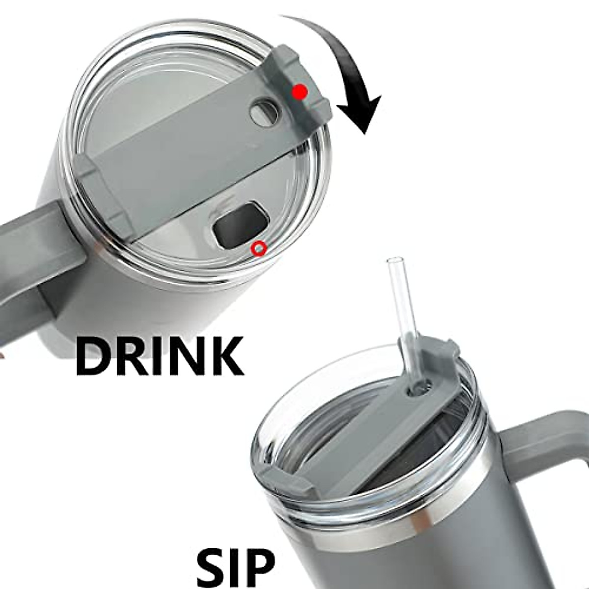 Dreamfocus 40 oz Swirl Rose Quartz Tumbler with Handle Straw and Lid Insulated Stainless Steel Water Bottle Cup Travel Coffee Mug