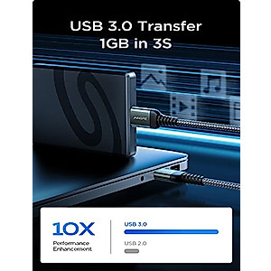 AINOPE USB 3.0 Cable 3.3FT Seagate External Hard Drive Cable Durable Nylon Braided Fast Data Transfer Cord Compatible with Samsung Galaxy S5/Note 3/Note Pro 12.2, Canon Camera, Seagate Hard Drive