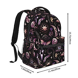 DADABULIU School Backpack Tarot Moon Butterfly Magic Goth for Women Girl Student Bookbag Durable Casual Daypack Teens College Lightweight Hiking Travel Bag Over 3 Years Old