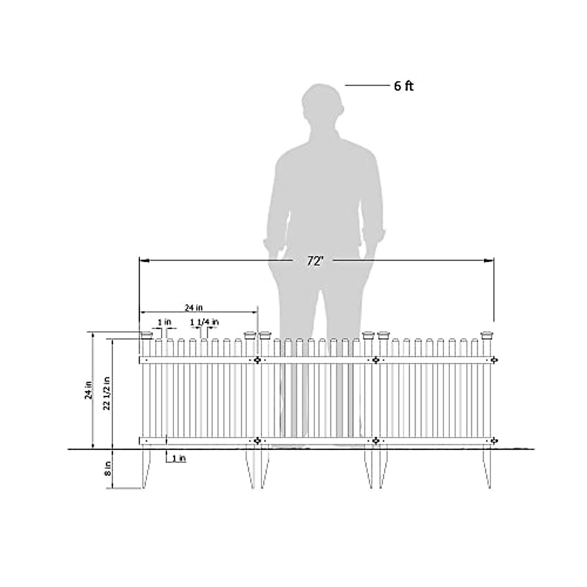 Zippity Outdoor Products ZP19056 No Dig Roger Rabbit Garden Fence (3 Pack), White, 24" W x 22" H