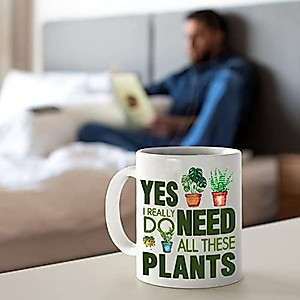 Babimarkeebei Funny Standard Plants Lover Gifts for Women Mom Plant Gifts Plant Addict Coffee Mug for Crazy Plant Lady Men Plant Themed Gift for Christmas Birthday All I Need is Plants Cup Spoon