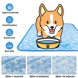Rywell Upgrade Self-Cooling Mat for Dogs Extra Large, 44'' x 32'' - Endothermic Color Changing Arc-Chill Cooling Fiber - Washable Non-Toxic Summer Pet Outdoor Bed, Non-Slip&Foldable