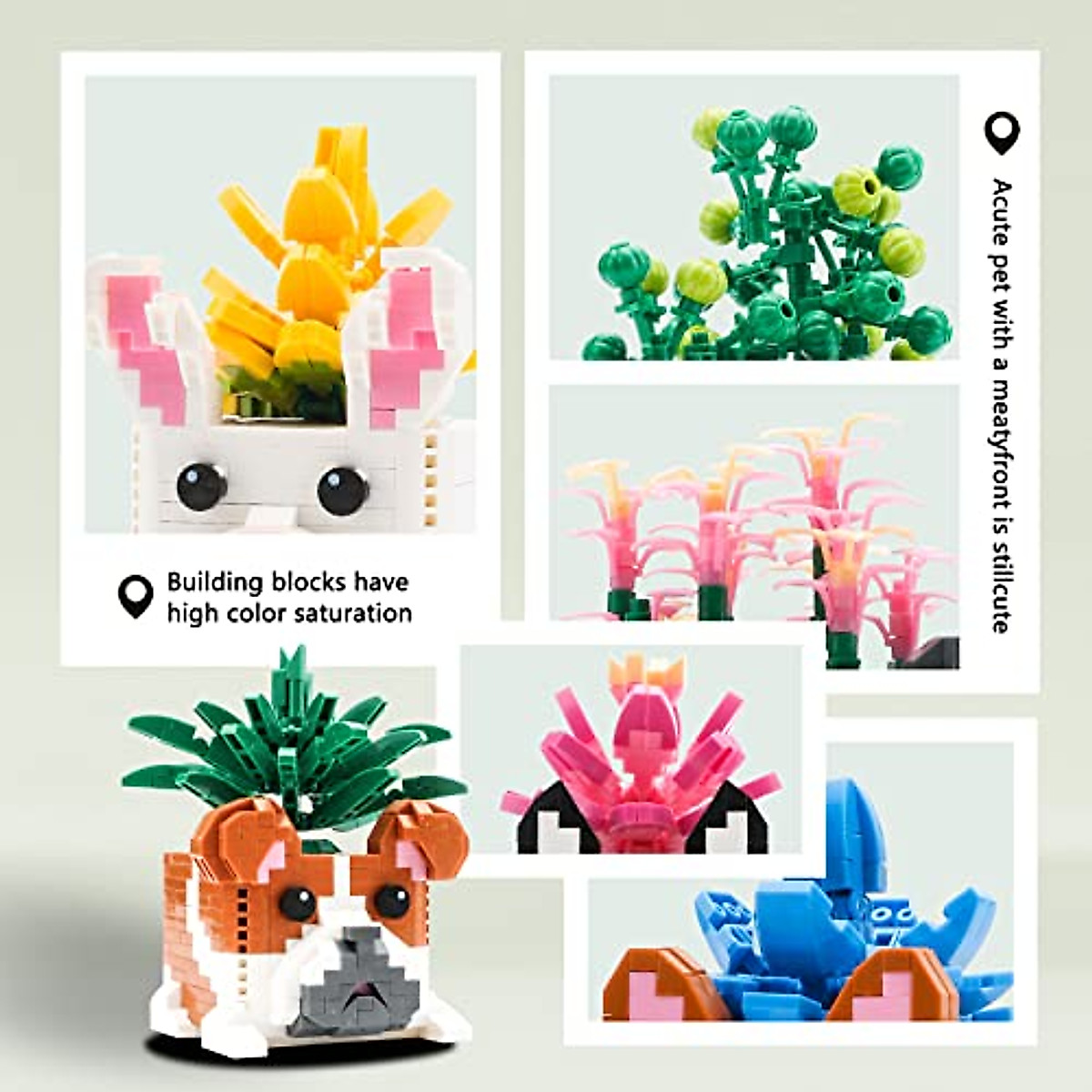 DOLBLOCK Succulent Bonsai Botanical Collection Decor Building Set Architecture Model Kit with Flower Plant Animal for Adults Creative DIY Gifts Toys