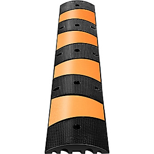 VEVOR Rubber Speed Bump, 2 Pack 2 Channel Speed Bump Hump, 72.8" Long Modular Speed Bump Rated 22000 LBS Load Capacity, 72.8 x 12.2 x 2.2 Garage Speed Bump for Asphalt Concrete Gravel Driveway-6 FT