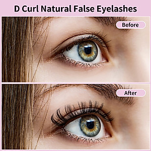 Kanviensl False Eyelashes 10 Pairs Russian Strip Lashes Russian Lashes 3D Effect D Curl 10MM Reusable Lightweight Fake Eyelashes Ideal for Girls Daily Use