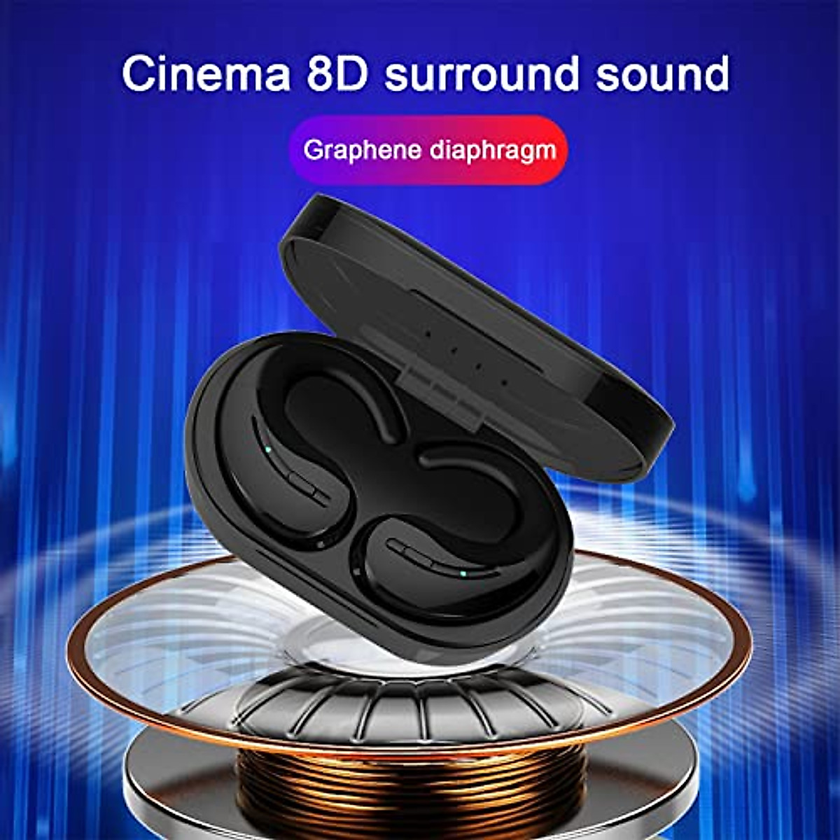 Lightweight Bluetooth Headphones Wireless Earbuds with Wireless Charging Case with Earhooks Headset Built-in Mic for Sport Clear Calls Work Music