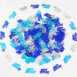 Hrovsur Happy Birthday Confetti for table - Blue Table Confetti Sprinkling Scatter Blue Birthday Decoration Party Supplies, Blue and Silver Birthday Decorations, Party Supplies (Blue and Silver)