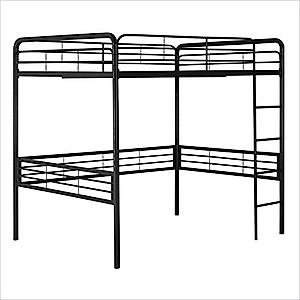 DHP Full Metal Loft Bed with Ladder, Space-Saving Design, Black