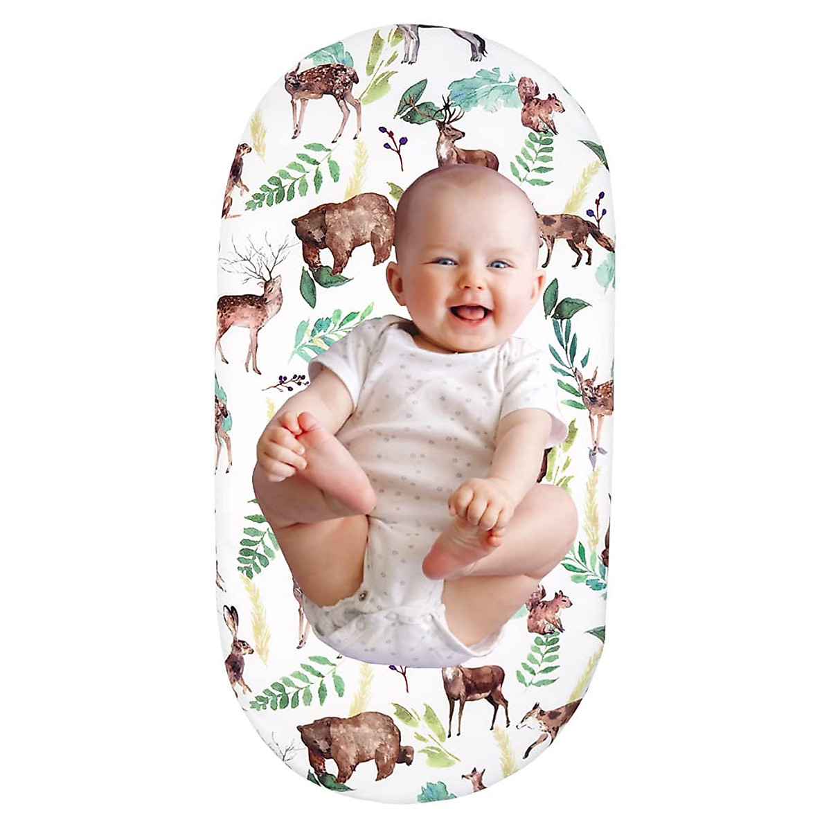 Baby Bassinet Sheet Set for Boy and Girl, 2 Pack Stretchy Soft and Breathable Baby Bassinet Fitted Sheets, Universal Fitted for Oval, Hourglass & Rectangle Bassinet Mattress