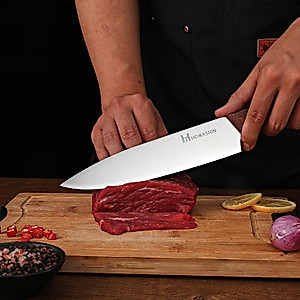 Howashin 4Pcs Chef Knife Set,Germen High Carbon Stainless Steel Kitchen Knife Set,Professional Knife Set Natural Wood Full Handle Tang With Gife-Box