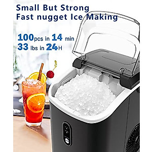 Kndko Nugget Ice Maker Countertop,10,000pcs/33lbs/Day,Pebble Ice Maker with Self-Cleaning,Crushed Ice Makers for Home Kitchen Bar Party
