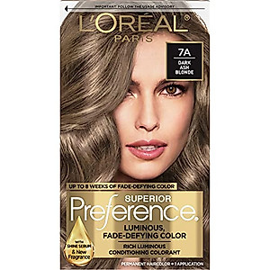 L'Oreal Paris Superior Preference Fade-Defying + Shine Permanent Hair Color, 7A Dark Ash Blonde, Pack of 1, Hair Dye