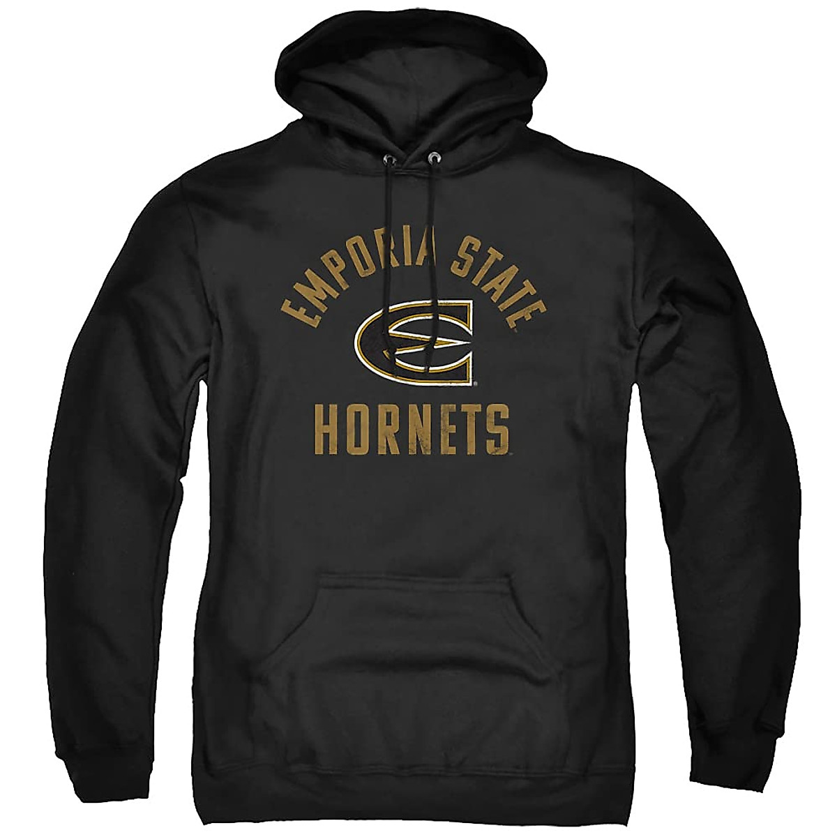 Emporia State University Official Hornets Logo Unisex Adult Pull-Over Hoodie, Emporia State University, Black, Large