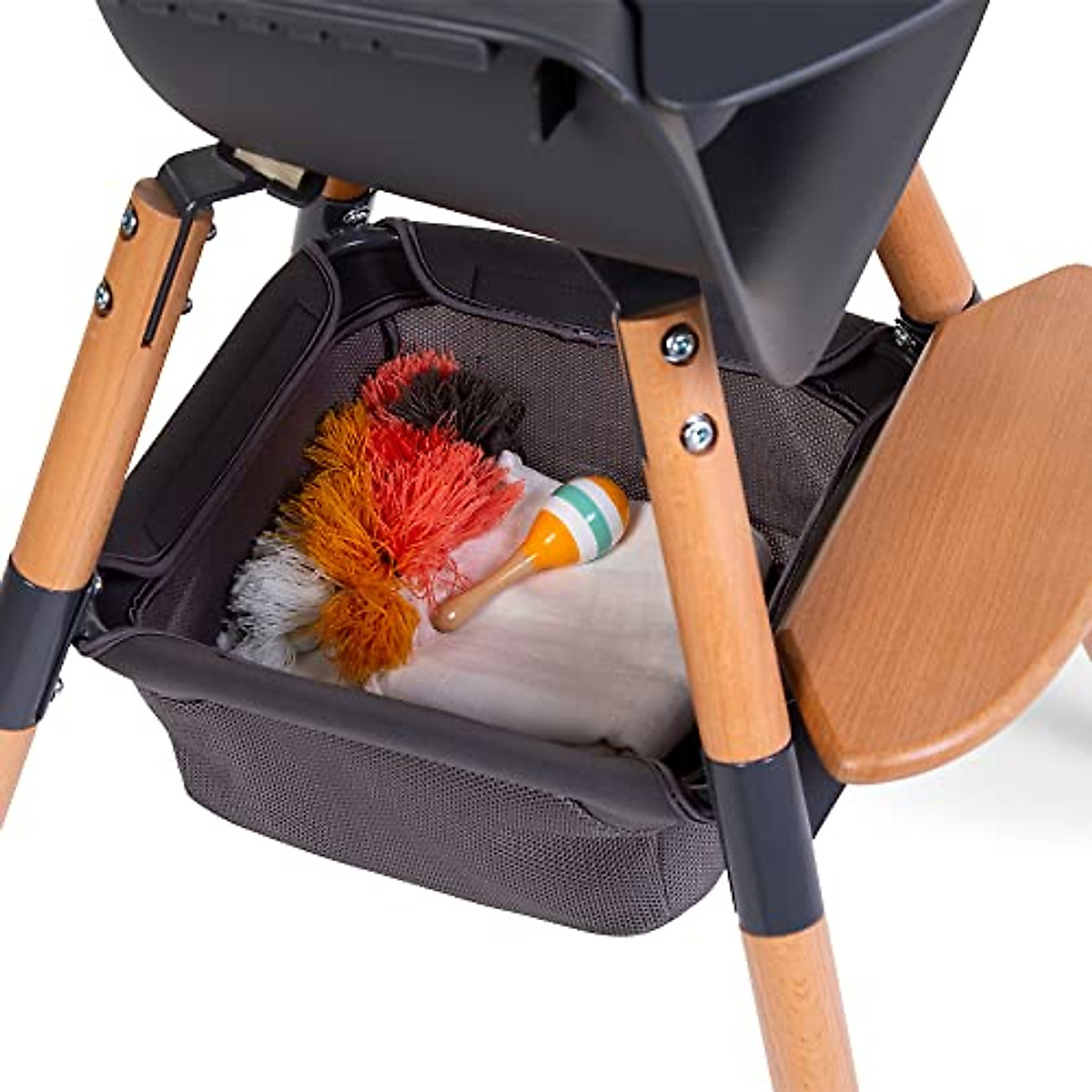 Childhome Evolu One.80° High Chair Mesh Storage Basket, Mesh Storage Basket for 2 in 1 Baby High Chair with 180° Swivel, Storage Bin, Storage Solution, High Chair Sold Separately, Anthracite