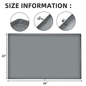 Under Sink Mats for Kitchen Waterproof, 34"X22" Under Sink Liner, Under Sink Drip Tray with Drain Hole, Kitchen Bathroom Under Sink Cabinet Mat and Protector for Drips Leaks Spills (Grey)