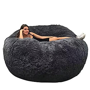 Bean Bag Chairs, 5ft Giant Bean Bag Cover, Soft Micro-Fiber Bean Bag Chairs for Adults (It was only a Cover, not a Full Bean Bag, No Filler) Big Bean Bag Bed(Dark Grey) 5FT (150cmx70cm)