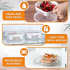 SiliFine 12 Pack Fruit Storage Containers for Fridge 5.9 Inches Berry Containers with Lids Removable Drain Colanders Fruit Washing and Storage Containers Keep Fruits Vegetables Fresh Longer