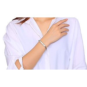 MEALGUET Personalized Customized Stainless Steel Cremation Urn Bracelet ID Bar Chain Bracelet for Ashes Holder Keepsake Locket for Women Men