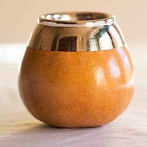 Circle of Drink - Handcrafted Natural Yerba Mate Gourd (Calabash Mate Cup) with Alpaca Silver Brim - Handmade in Argentina (Natural)