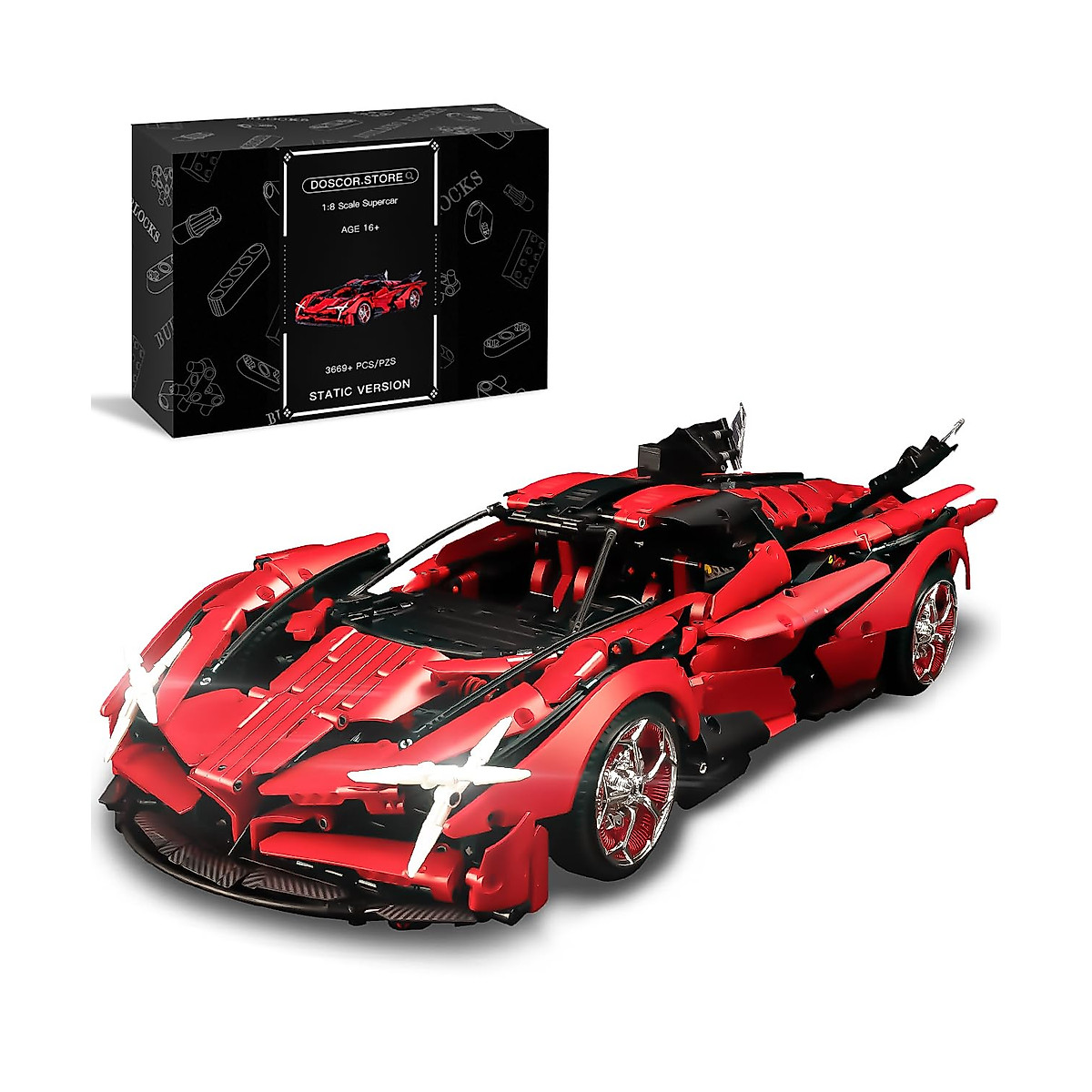 DOSCOR Apello EVO Sports Car Building Kit,1:8 Scale Technical Super Car Building Blocks Set for Adults,Men&Teens,Adult Collectible Model and Engineering Toy(3669+ Pcs)