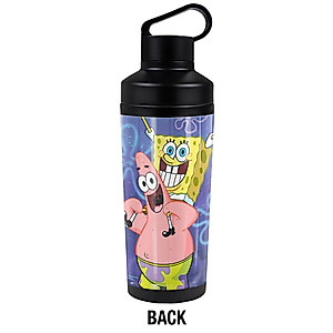 Spongebob OFFICIAL Spongebob And Patrick Cropped 18 oz Insulated Water Bottle, Leak Resistant, Vacuum Insulated Stainless Steel with 2-in-1 Loop Cap